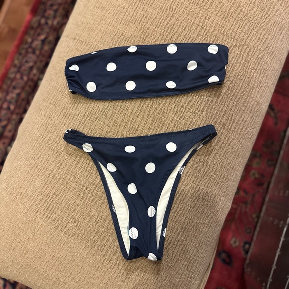 SOLID & STRIPED | Swim | Nwot Solid Striped Navy And White Polka Dot ...